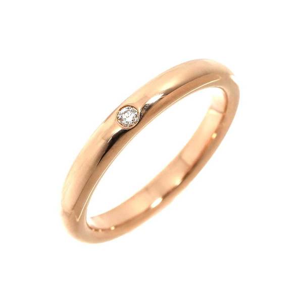 Tiffany & Co. | Jewelry | Tiffany Co Stacking Band Size 9 Ring Diamond P K18 Pg Pink Gold 75 ...